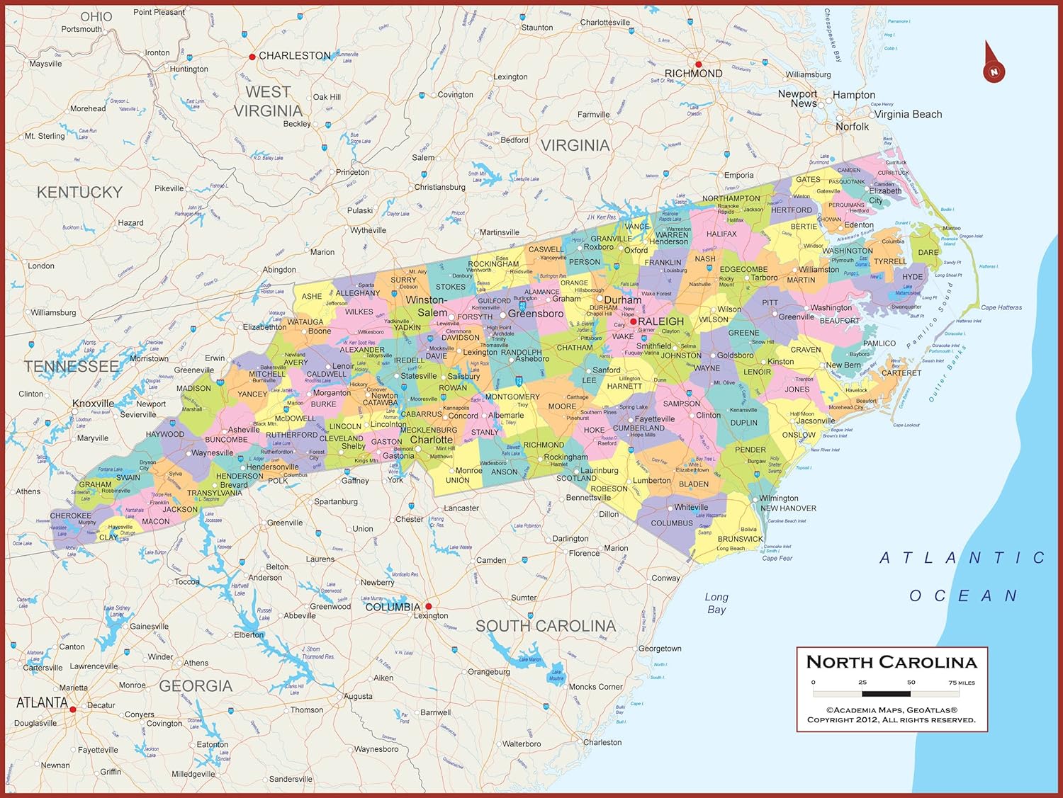Printable Nc Map Printable Nc Map