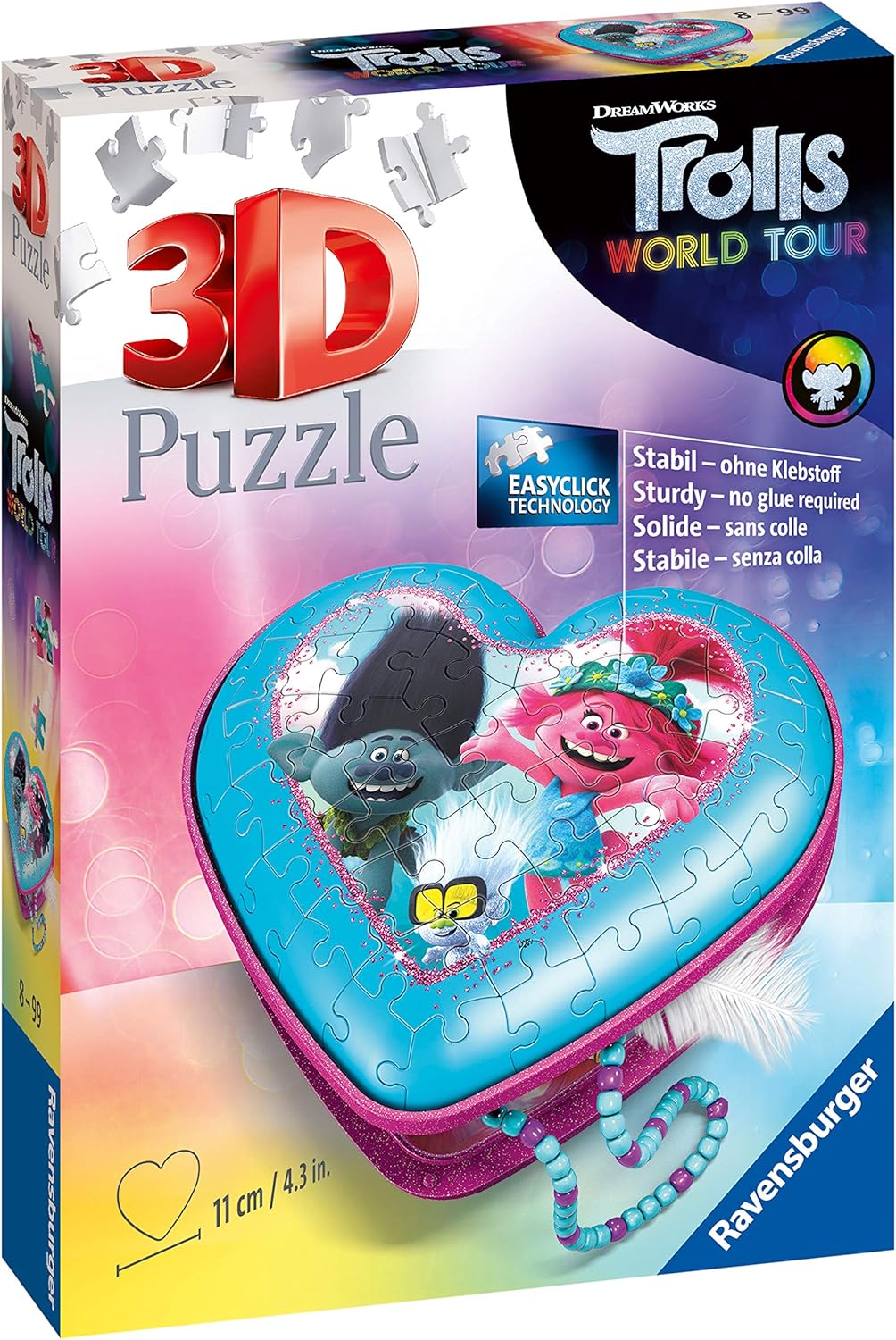 Ravensburger 11232 Trolls 2 World Tour, Heart Shaped 54pc 3D Jigsaw ...