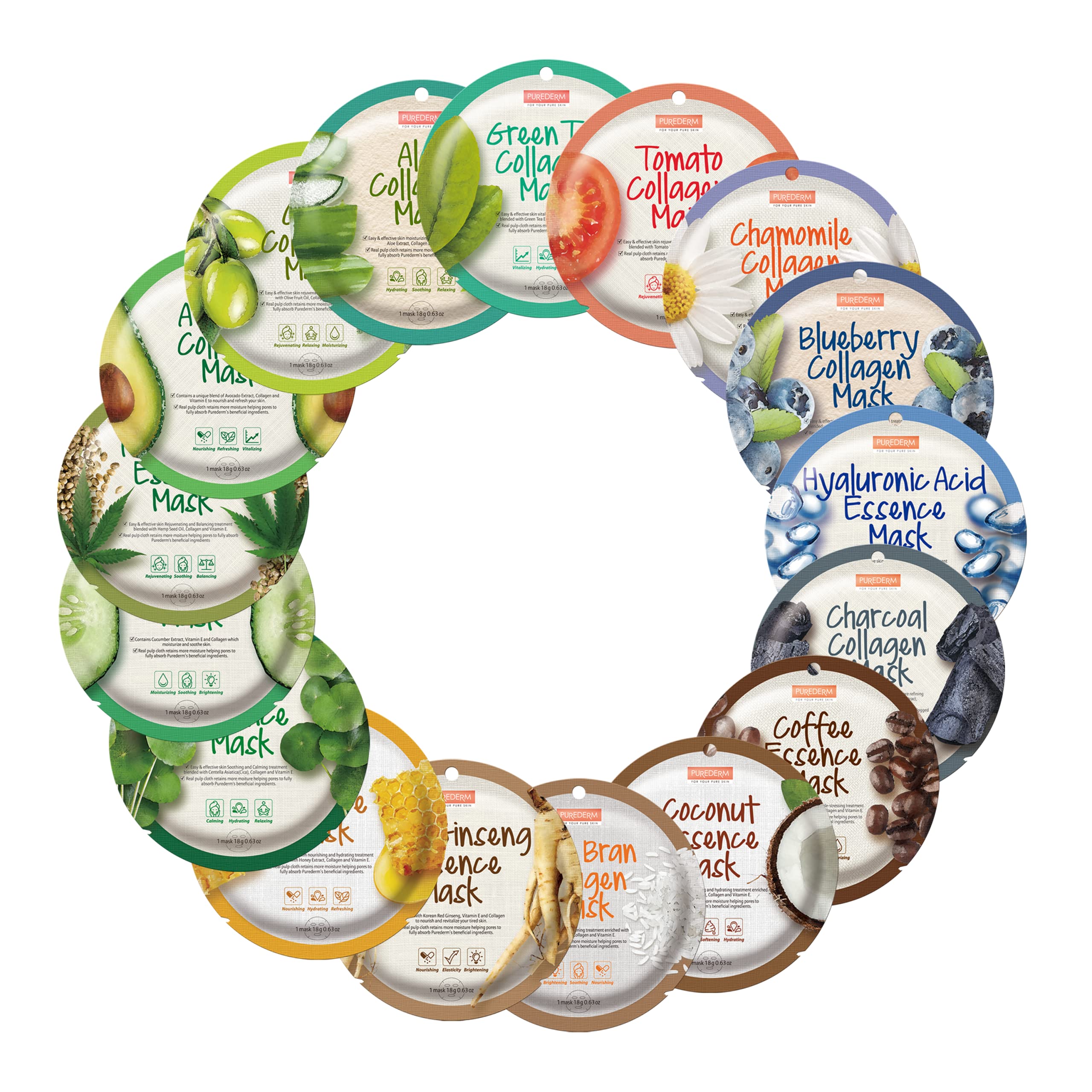 Mua PUREDERM Collagen Essence Sheet Mask 17 Packs Combo - Easy Sheet ...