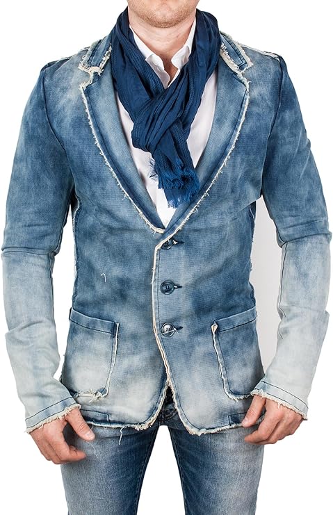 One-Public Denim Herren Casual Jeans Bleached Sakko, Dreiknopf Jackett ...