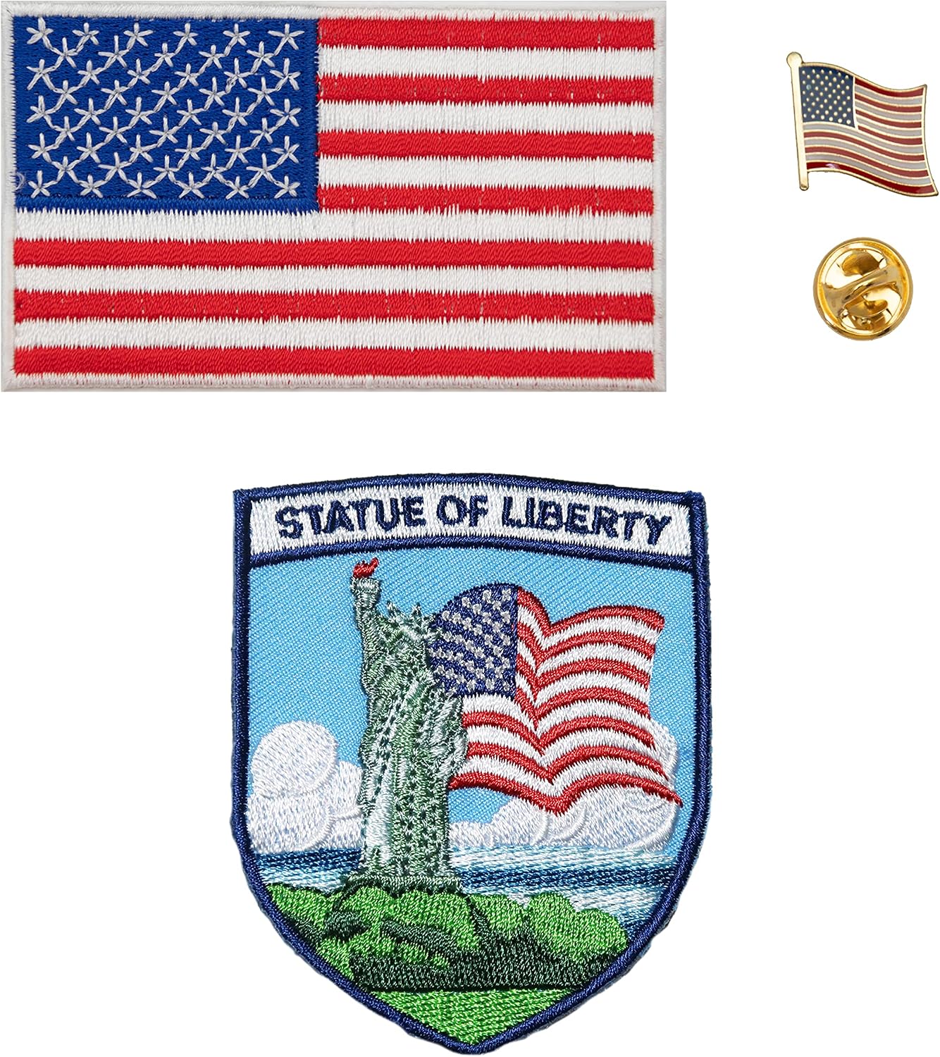 Amazon.com: A-ONE 3 PCS Pack-Statue of Liberty Embroidered Patch Iron ...