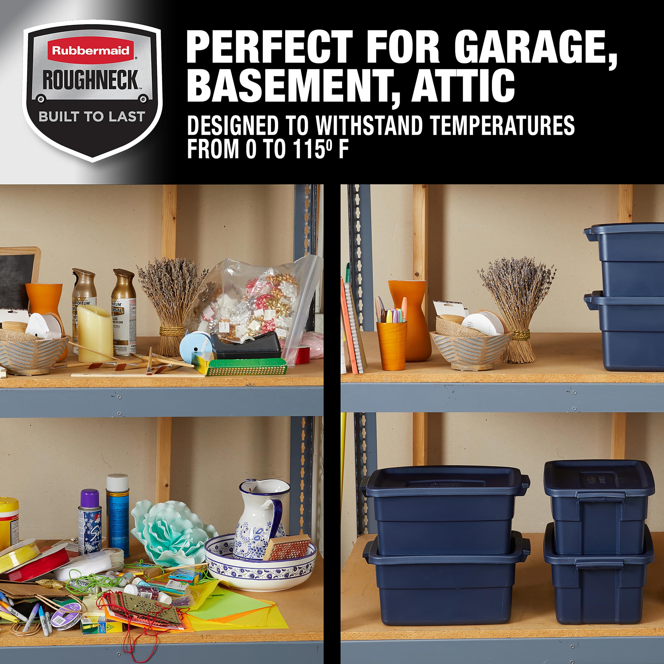 Mua Rubbermaid Roughneck Tote 3 Gal, 6 Pack, Made in USA, Dark Indigo ...