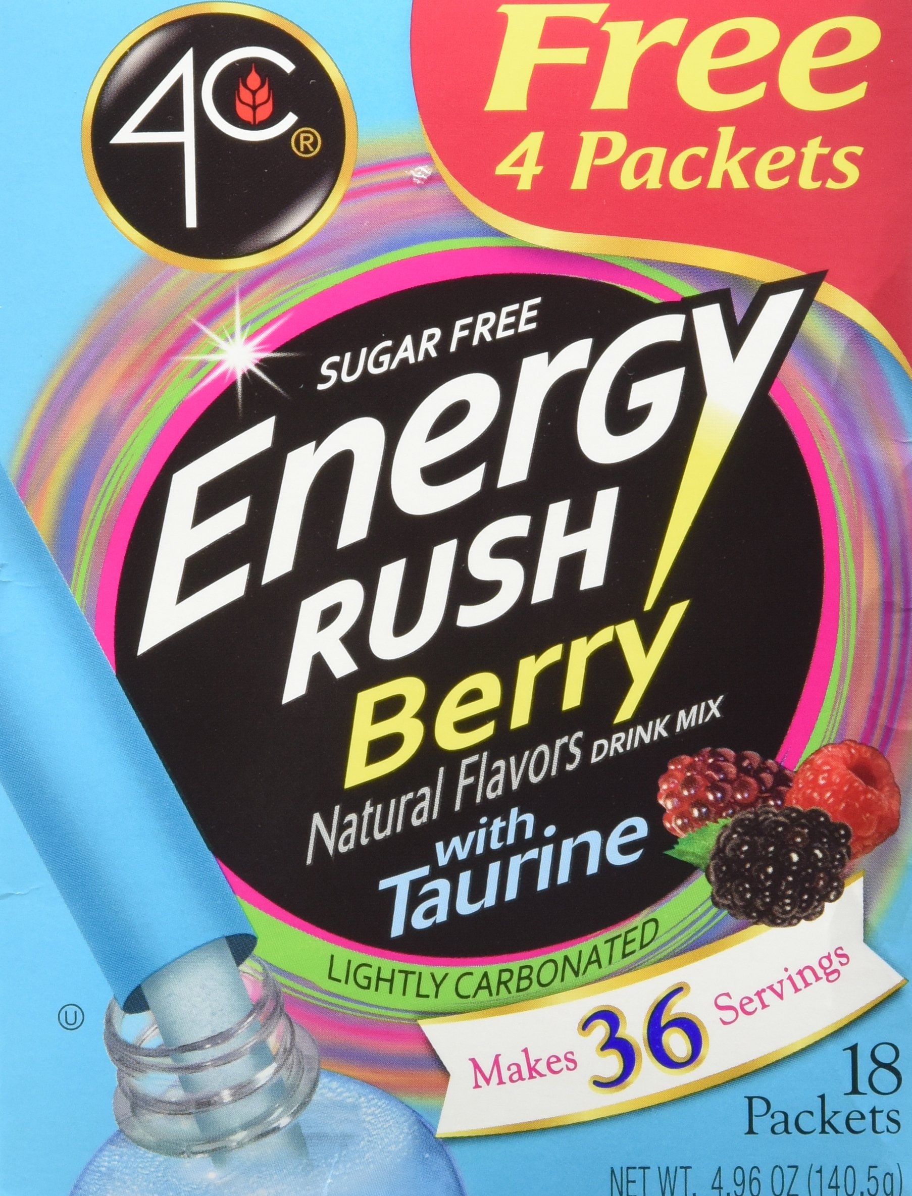 Amazon.com : 4C Totally Light -2- Go Energy Rush Packets, 4 Flavors, 54 ...