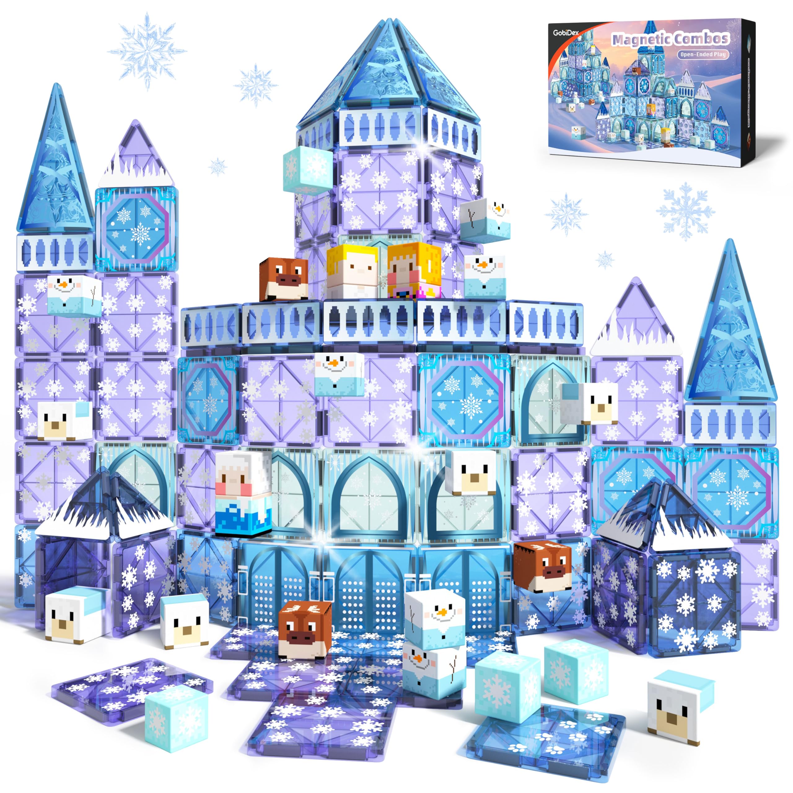 GobiDex 70PCS 2-in-1 Magnetic Blocks Tiles Frozen Toys for Girls ...