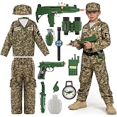 Amazon.com: 20 Piece Army Costume for Kids, Soldier Military Dress up ...