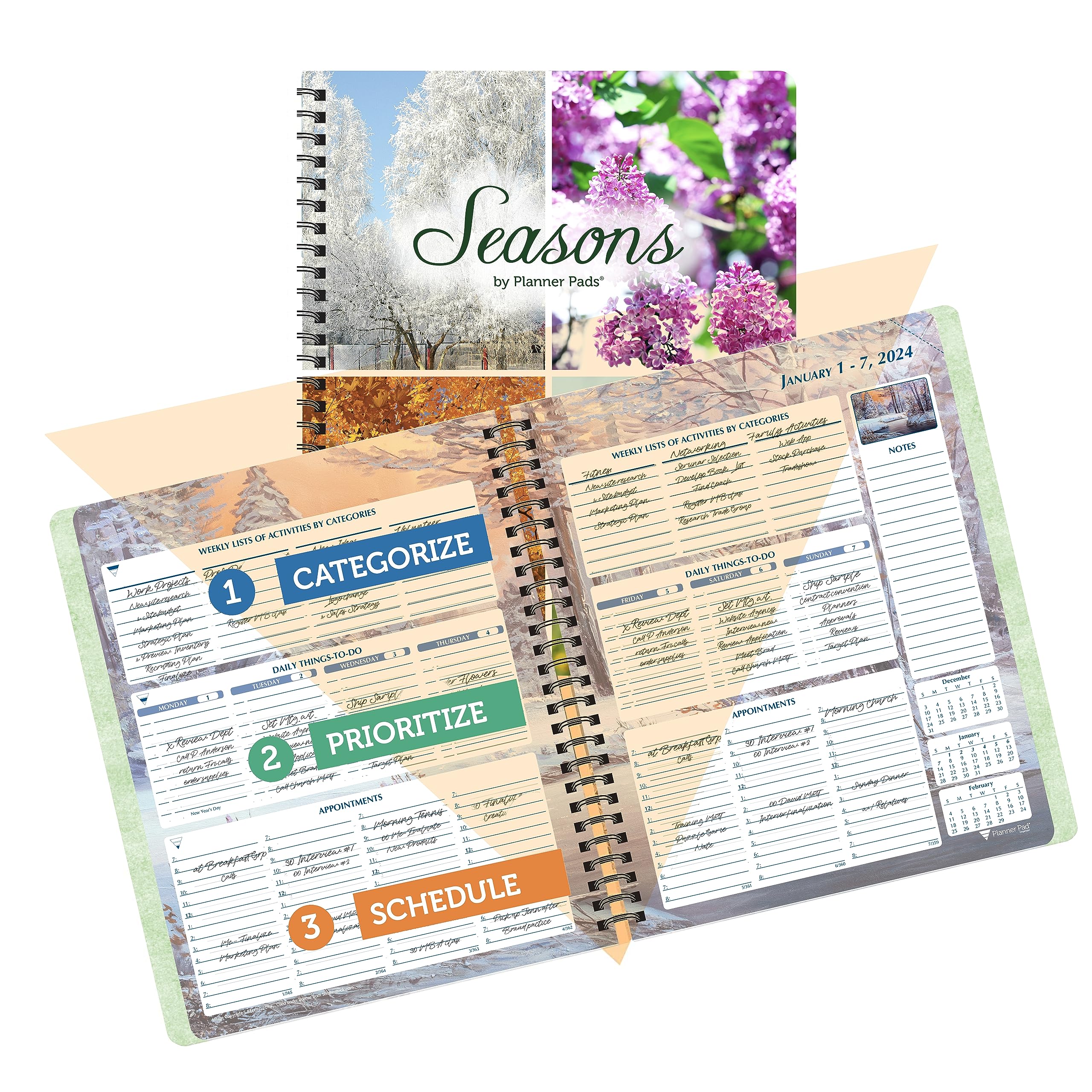 Mua Planner Pad Spiral Bound 3-Tier Funnel Down 12 Month Organizer ...