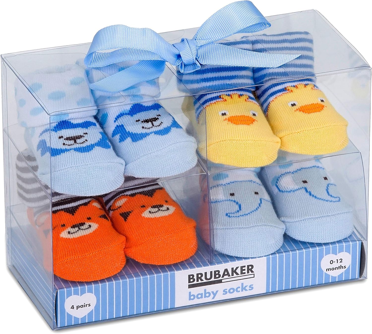 BRUBAKER 4 Pairs of Baby Socks Boys 0-12 Months – Animals – BigaMart