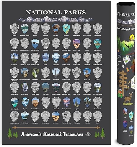 Bright Standards National Parks Scratch Off Map of United States Poster ...