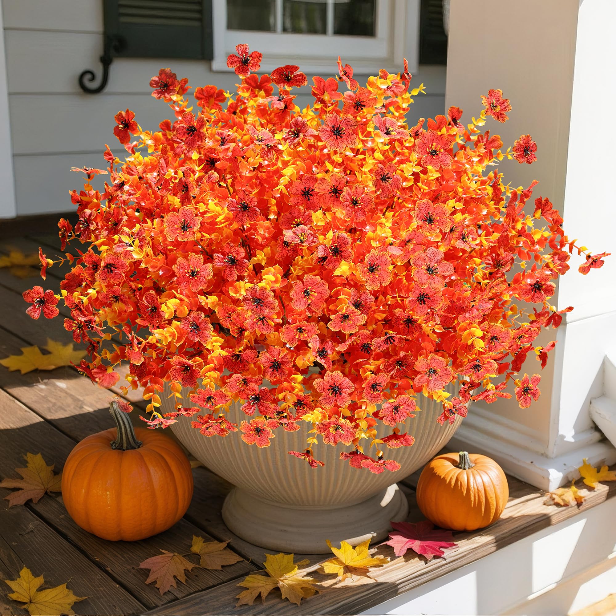 HyeFlora Artificial Fall Flowers Faux Mums for Outdoor Indoor Garden ...