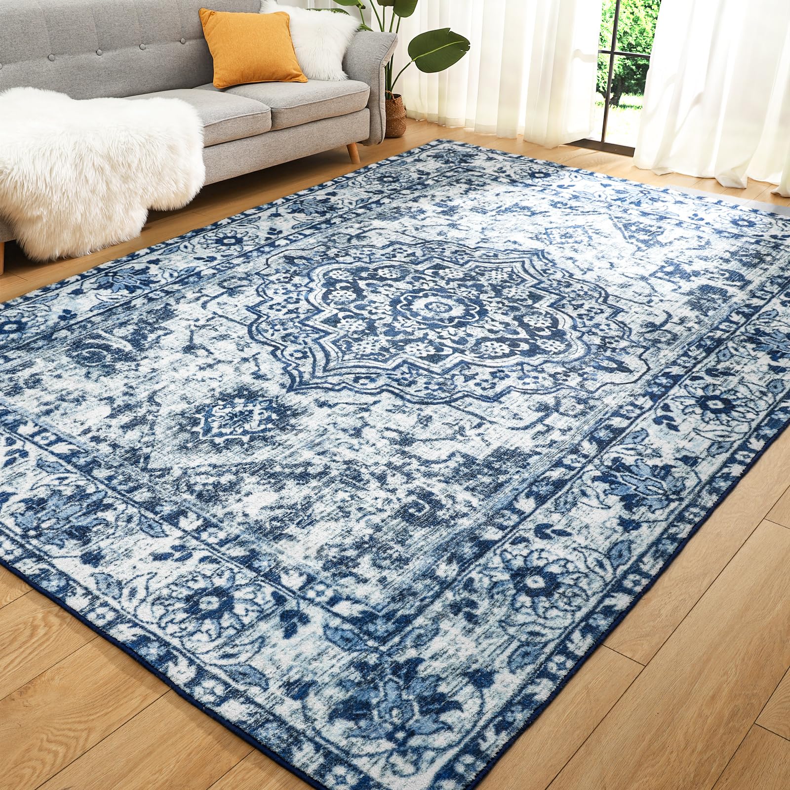 Comeet Soft Area Rug 5x7, Washable Living Bedroom Rug Low-Pile Vintage ...