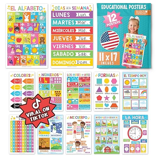 Hadley Designs Spanish Classroom Decorations - 12 Spanish Posters for ...