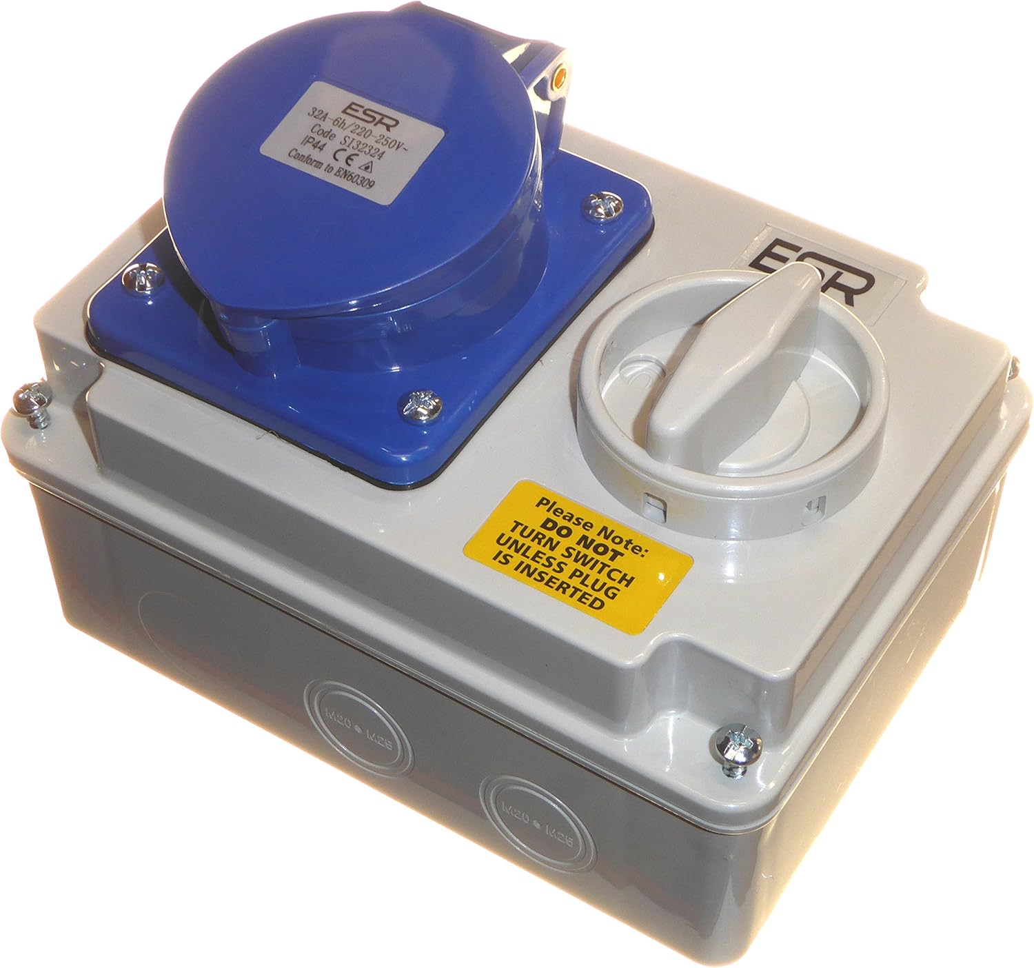 32 Amp 230V 3 Pin Interlock Socket Switched 2P+E Single Phase Blue ...