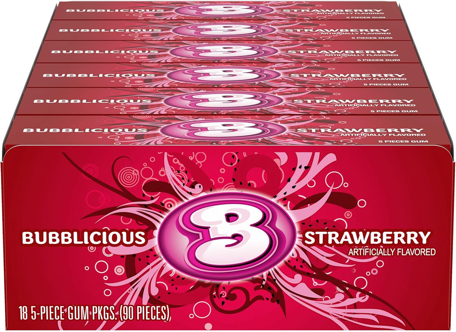Bubblicious Bubble Gum, (fresa, 18 paquetes de cinco unidades): Amazon ...