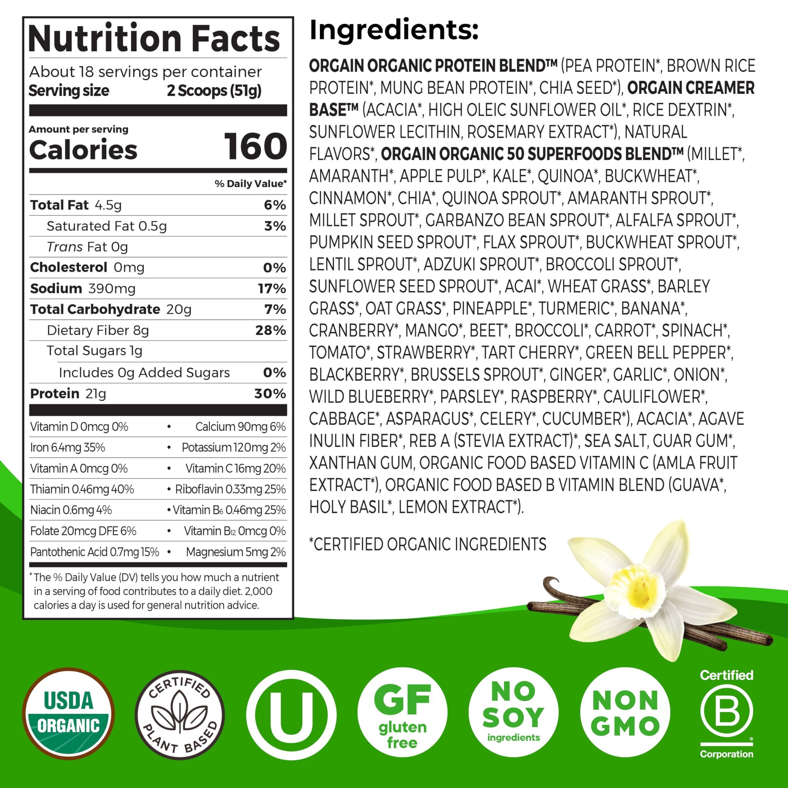 Mua Orgain Organic Vegan Protein + 50 Superfoods Powder, Vanilla Bean ...