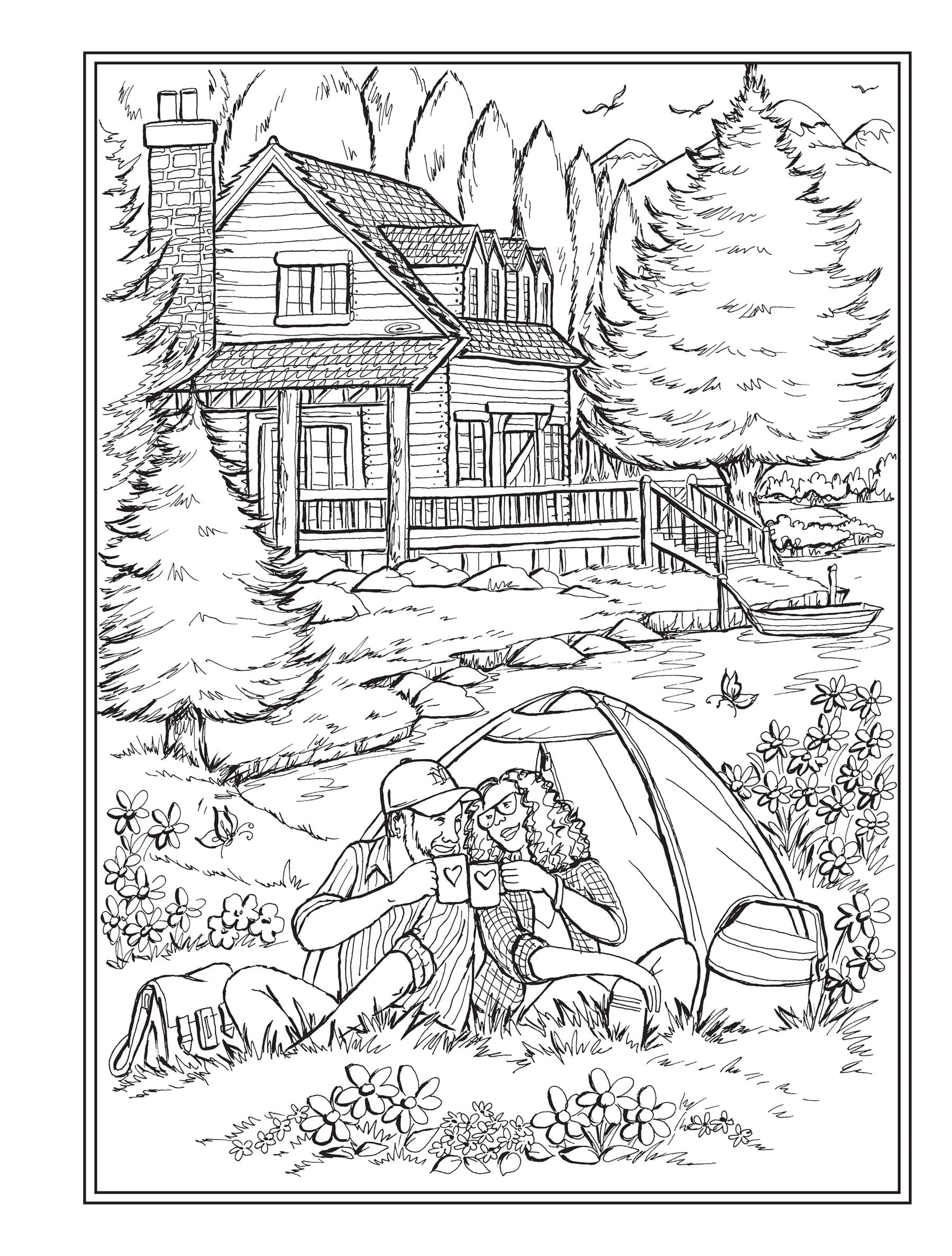 Mua Adult Coloring Romantic Country Scenes Coloring Book (Adult ...