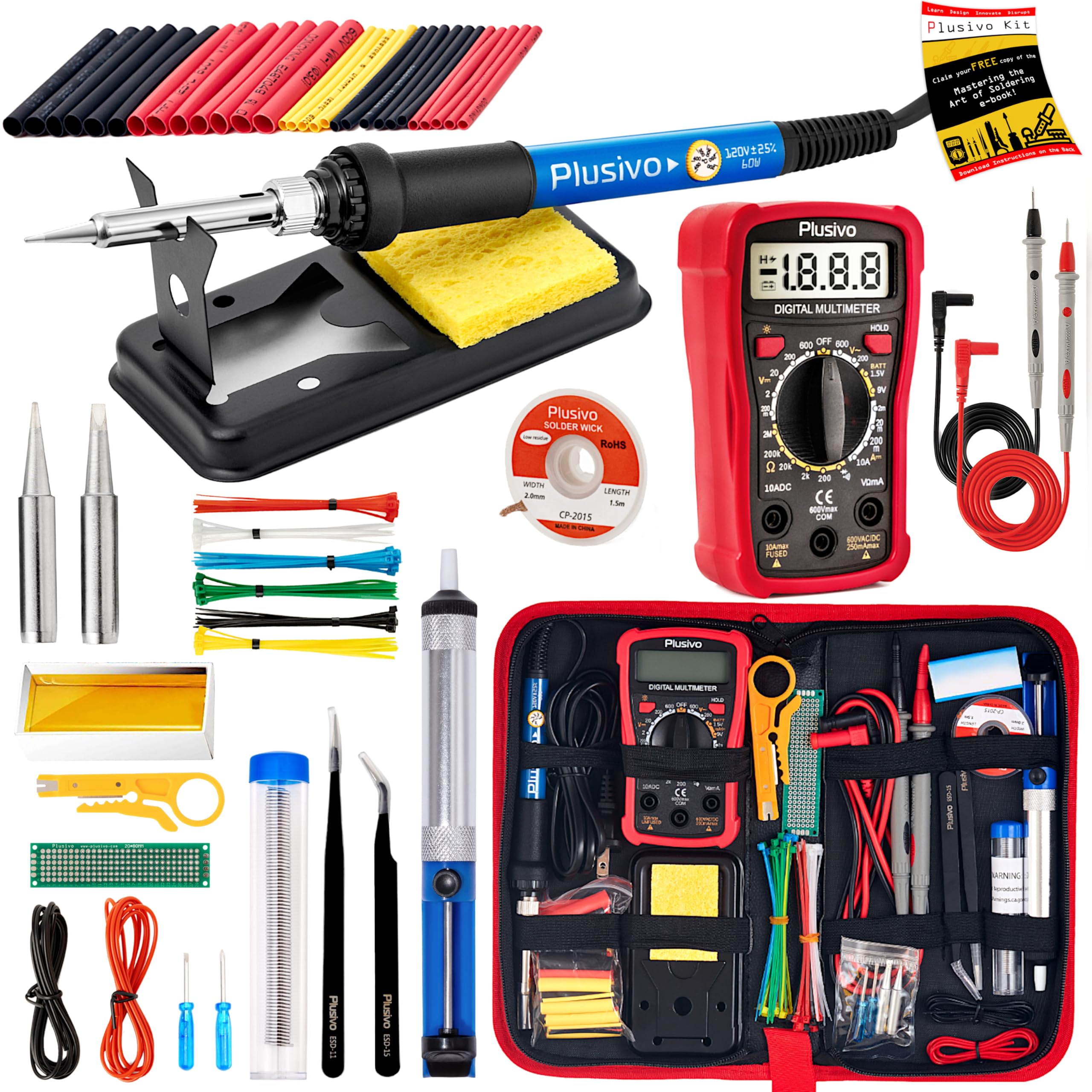 Soldering Iron Kit, 60W Soldering Iron 20-in-1, Adjustable Temperature ...