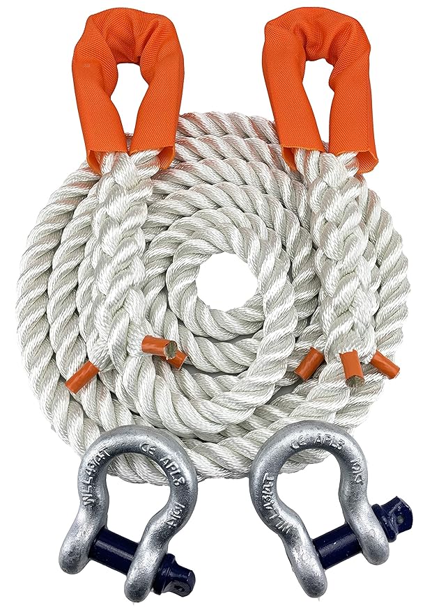 RopeServices UK 24mm Nylon 12 Tonne Tow Rope x 5 metres, 2 x 4.75 Tonne ...