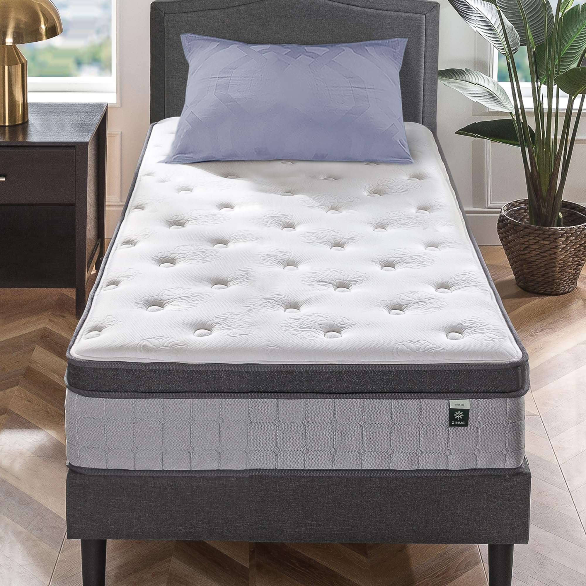 ZINUS 12 Inch Comfort Support Cooling Gel Hybrid Mattress, Twin, Euro ...