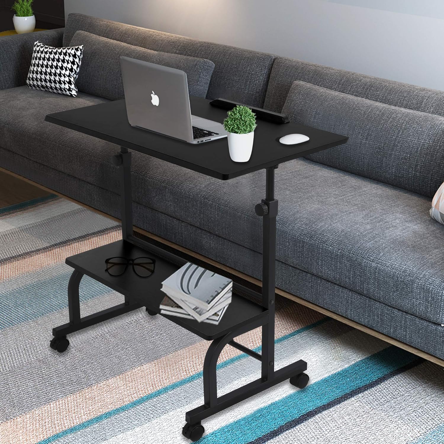 IBLUELOVER 80x40CM Adjustable Computer Desk 2-Tier Laptop Stand with ...