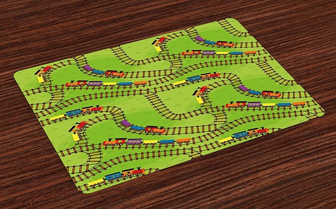 Amazon.com: Lunarable Train Place Mats Set of 4, Railroad on Vast ...
