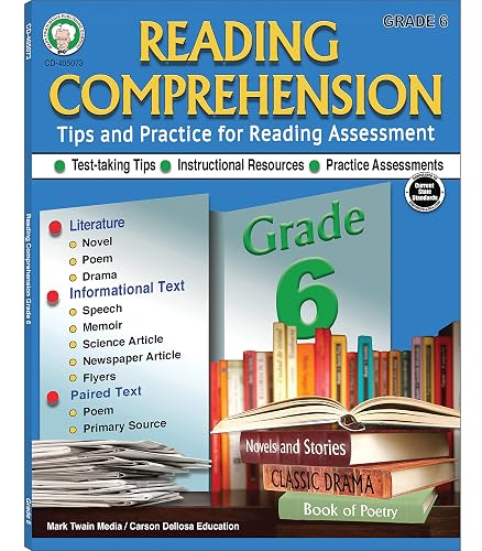 Mark Twain 6th Grade Reading Comprehension Workbook, Novels, Poems ...