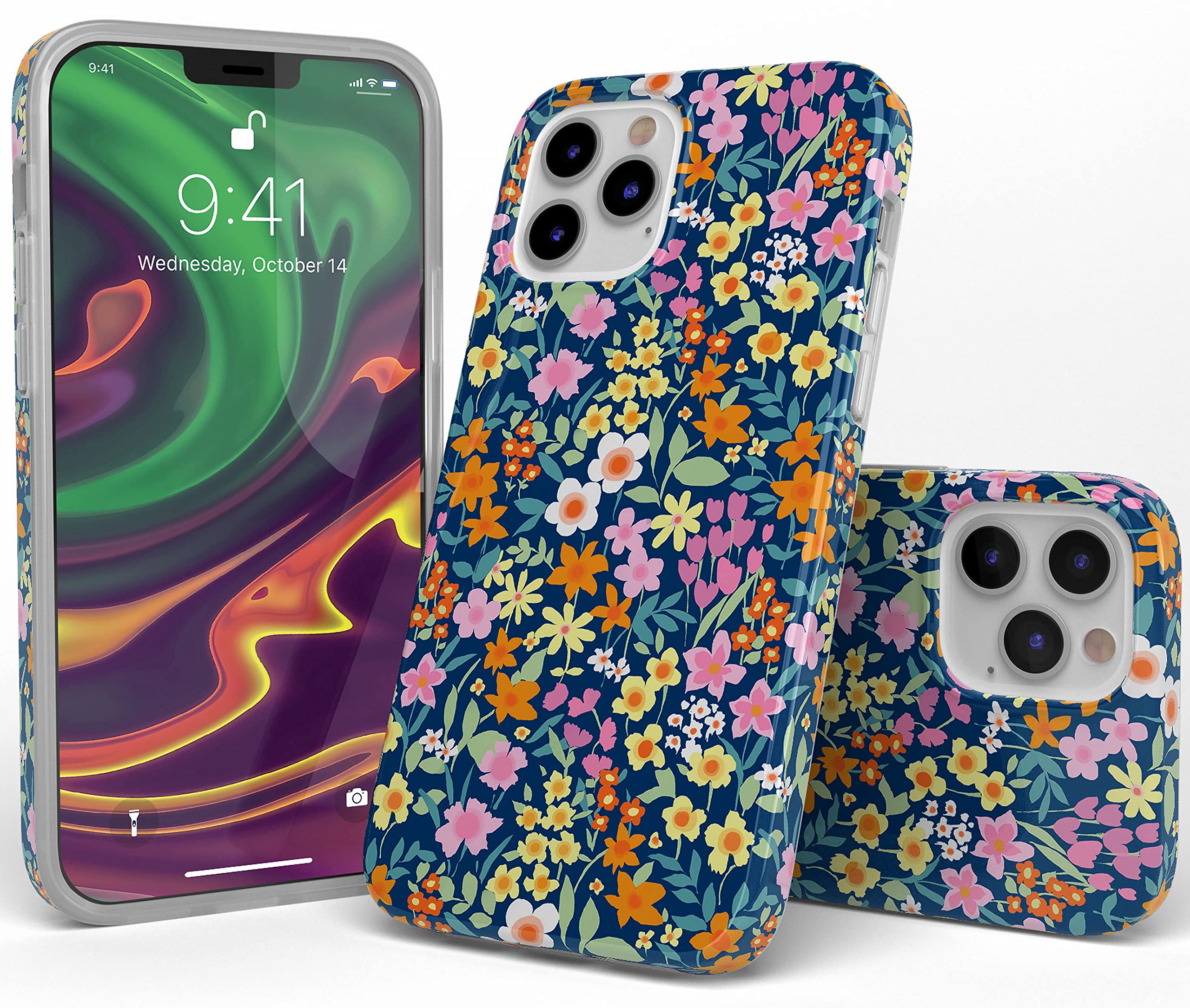 Mua Casely iPhone 13 Case | Compatible with MagSafe | Full Bloom | Navy Floral Case trên Amazon ...