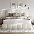 Amazon.com: Merax Queen Size Platform Bed, with Boucle Fabric, Soft ...
