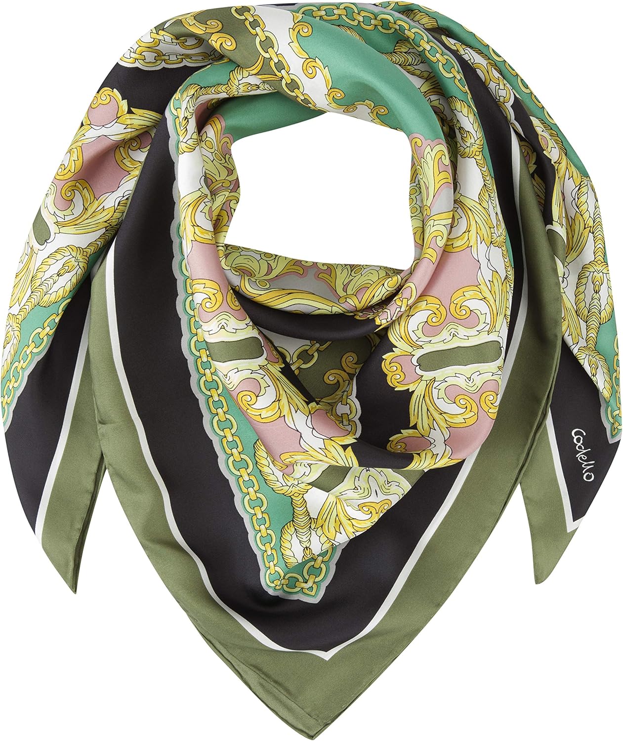 CODELLO Damen Großes Seidentuch mit elegantem Foulard-Dessin: Amazon.de ...