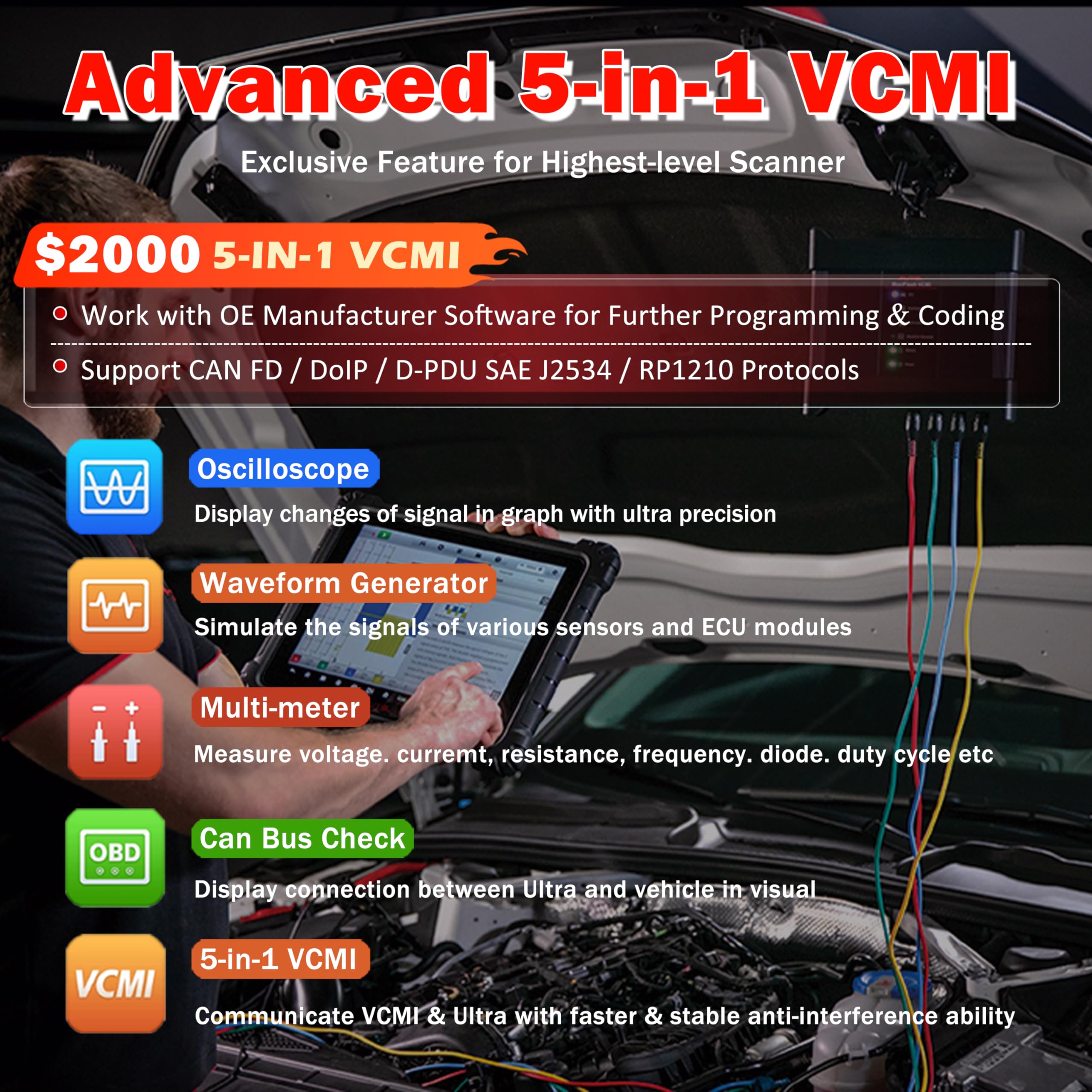 Autel Scanner MaxiSYS Ultra EV 2025 OBD2 Scanner High Voltage Battery Pack Analysis Diagnostic ...