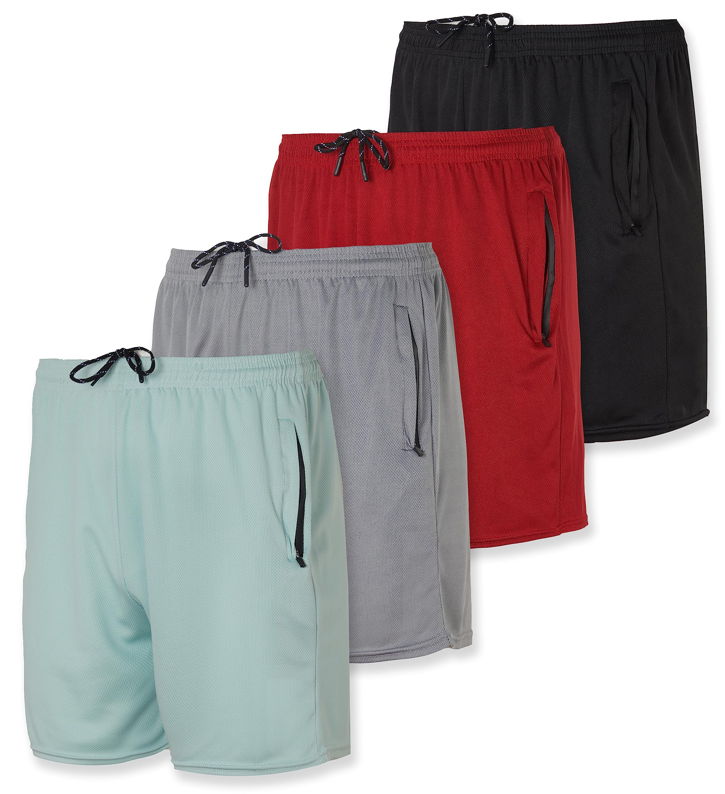 4 Pack: Mens 5 Inch Inseam Quick Dry Fit Running Shorts Zipper Pockets ...