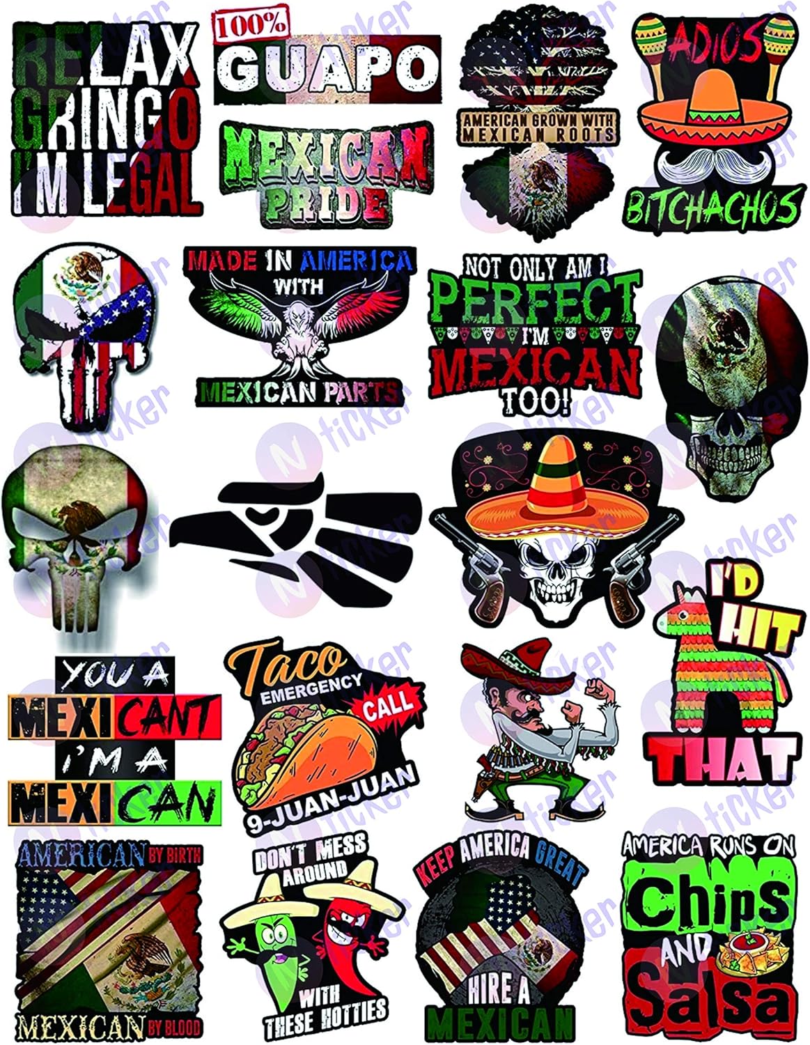 20 Mexican Stickers - Calcomanías Mexicanas para Carro – 100% Vinyl ...
