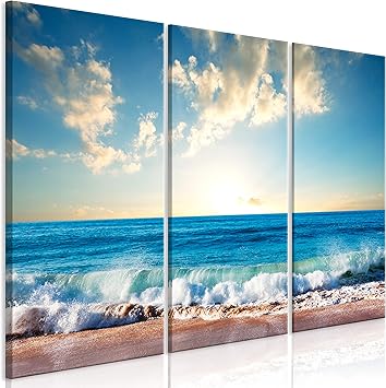 murando - Bilder Meer Strand 120x80 cm Vlies Leinwandbild 3 Teilig Kunstdruck modern Wandbilder ...