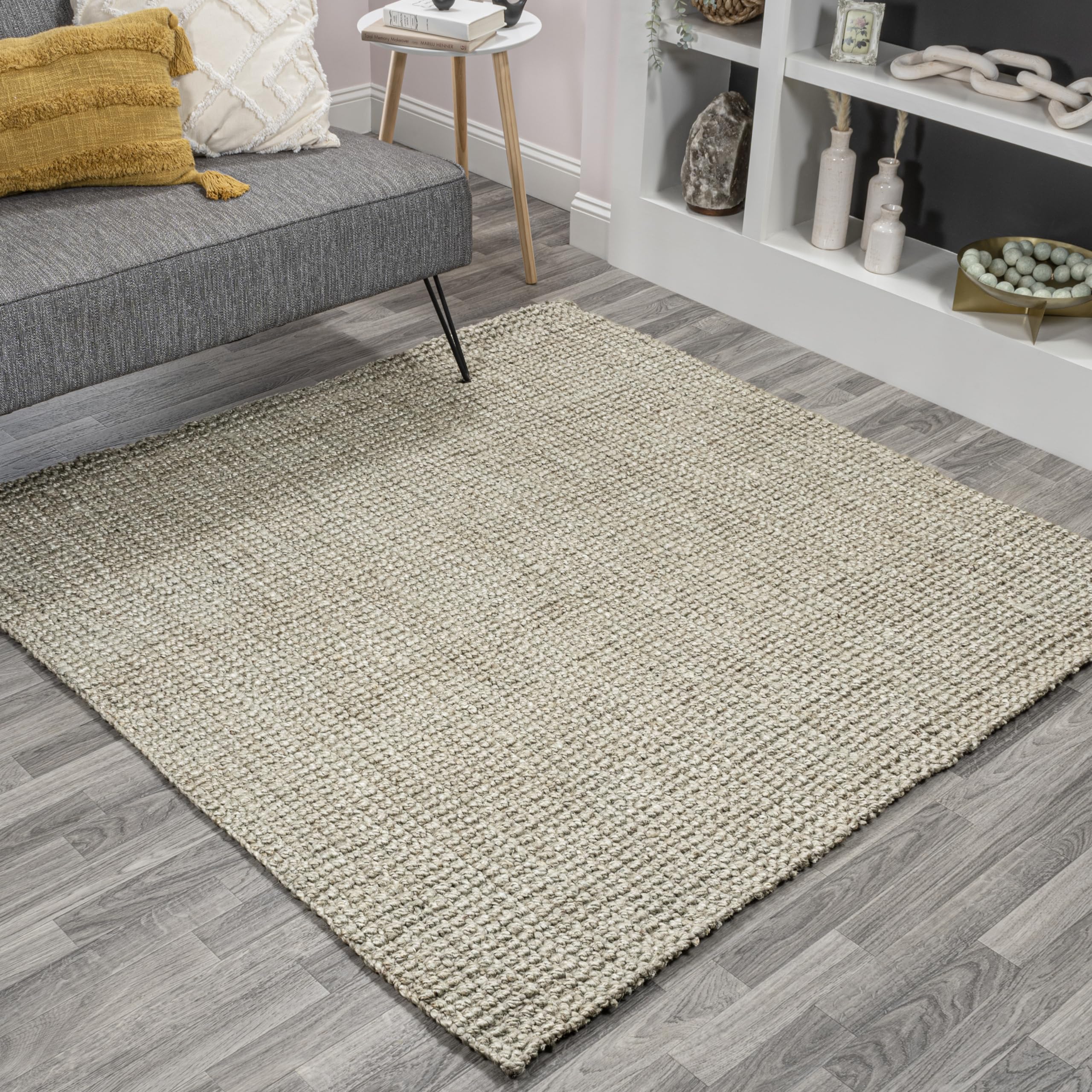 JONATHAN Y NRF102C-7SQ Pata Hand Woven Chunky Jute Area Rug, Gray, 7 ...