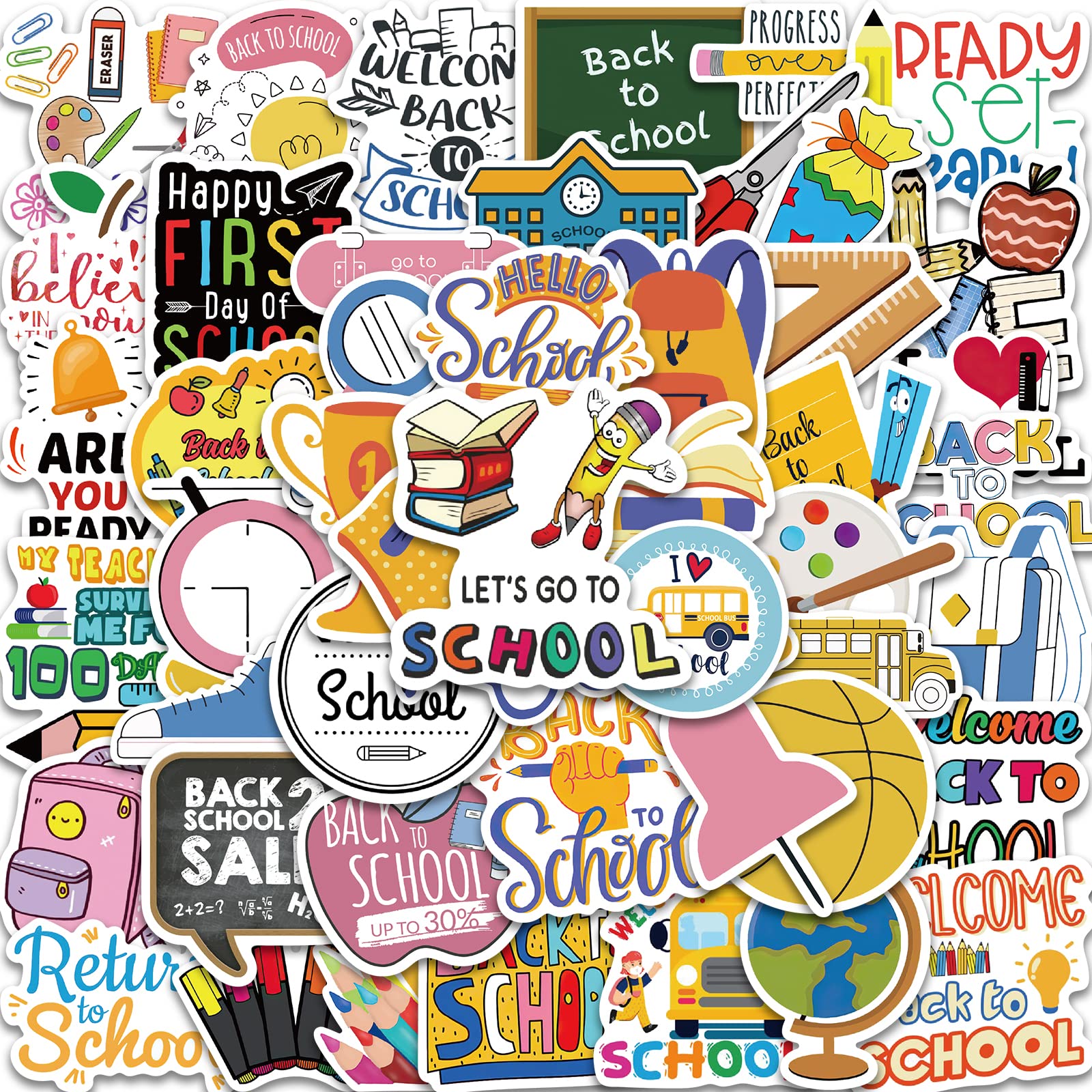 Mua 50Pcs Back to School Stickers for Kids Pupil Students,Vinyl Back-to ...