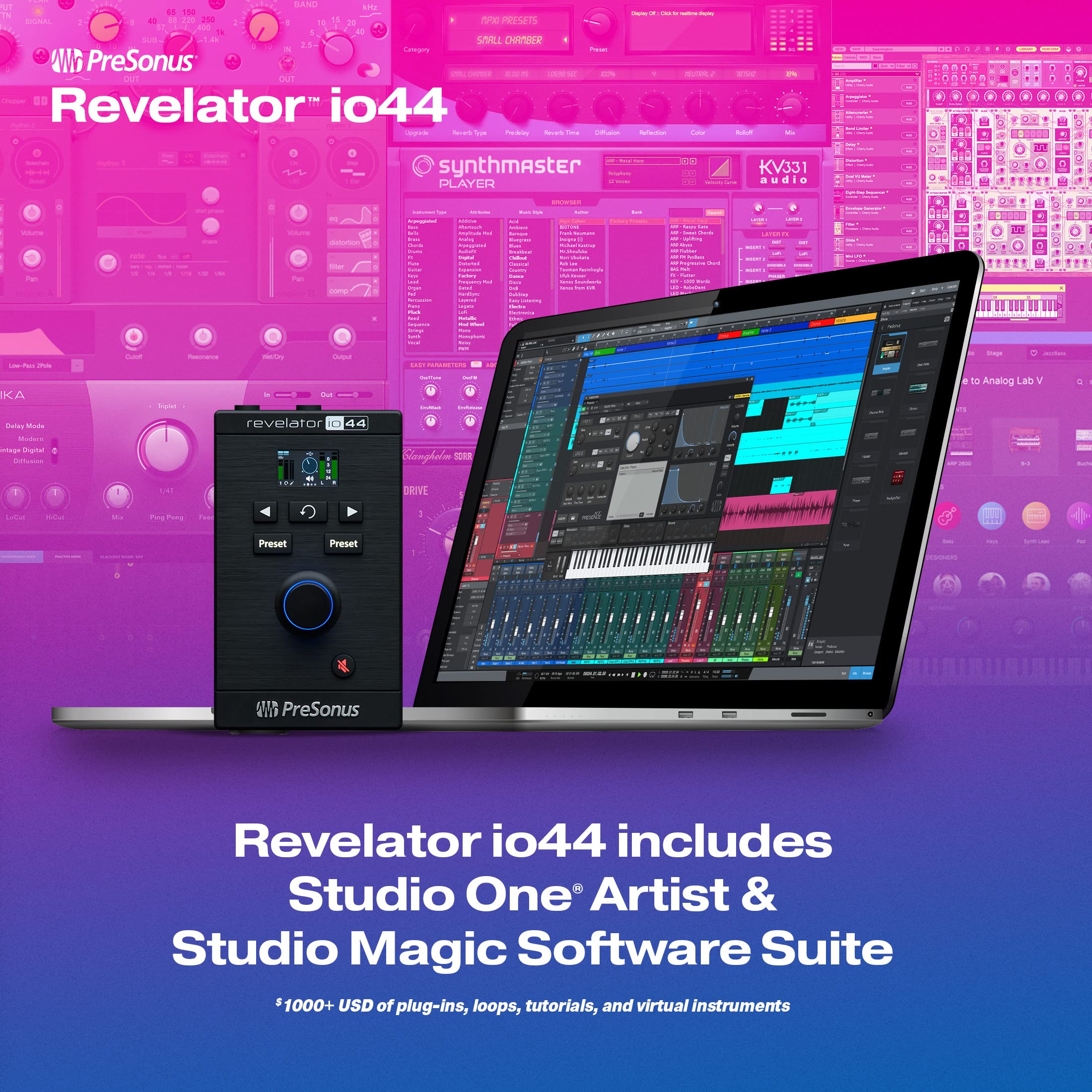 PreSonus Revelator io44 USB-C Audio Interface for music production and ...