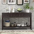 Amazon.com: Merax Sofa Table Long Console Table with Drawers and Shelf ...