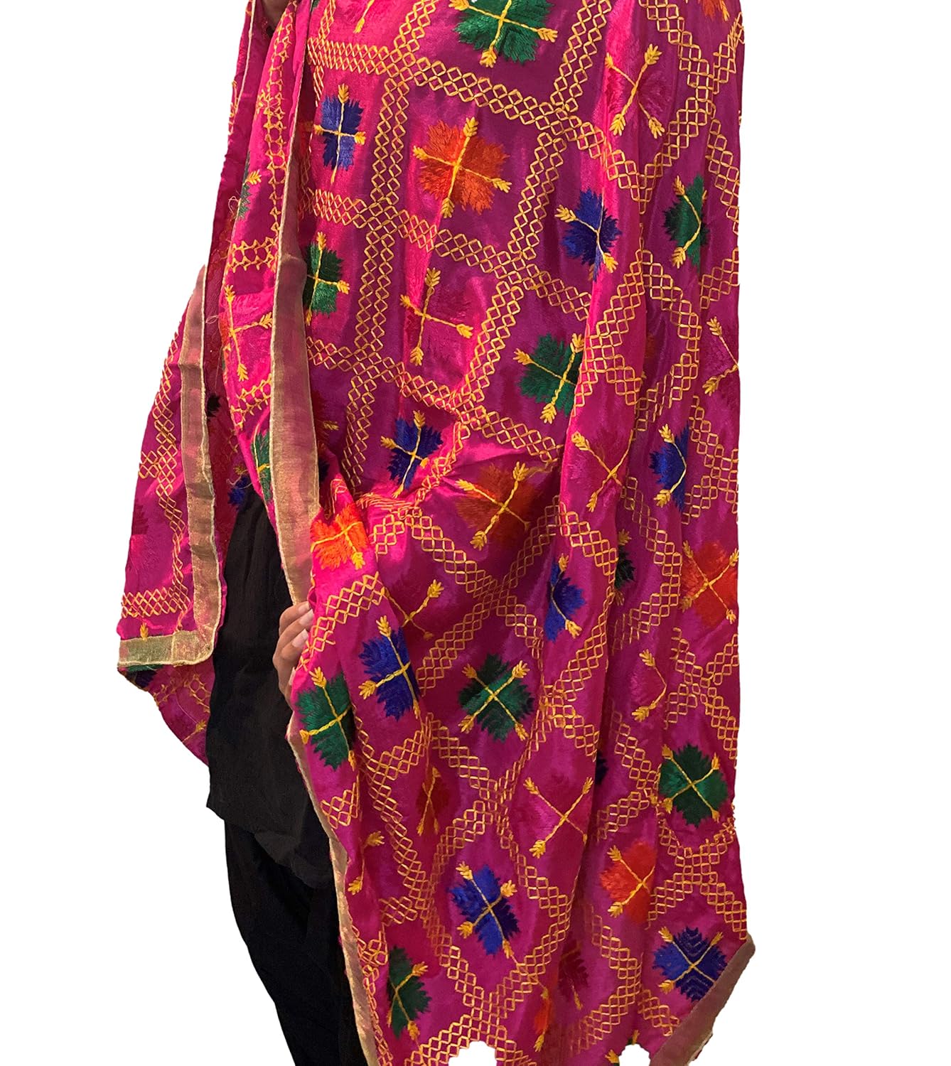 Buy Amba Fabs Women's Chiffon Phulkari Dupatta (Multicolour Fulkari ...