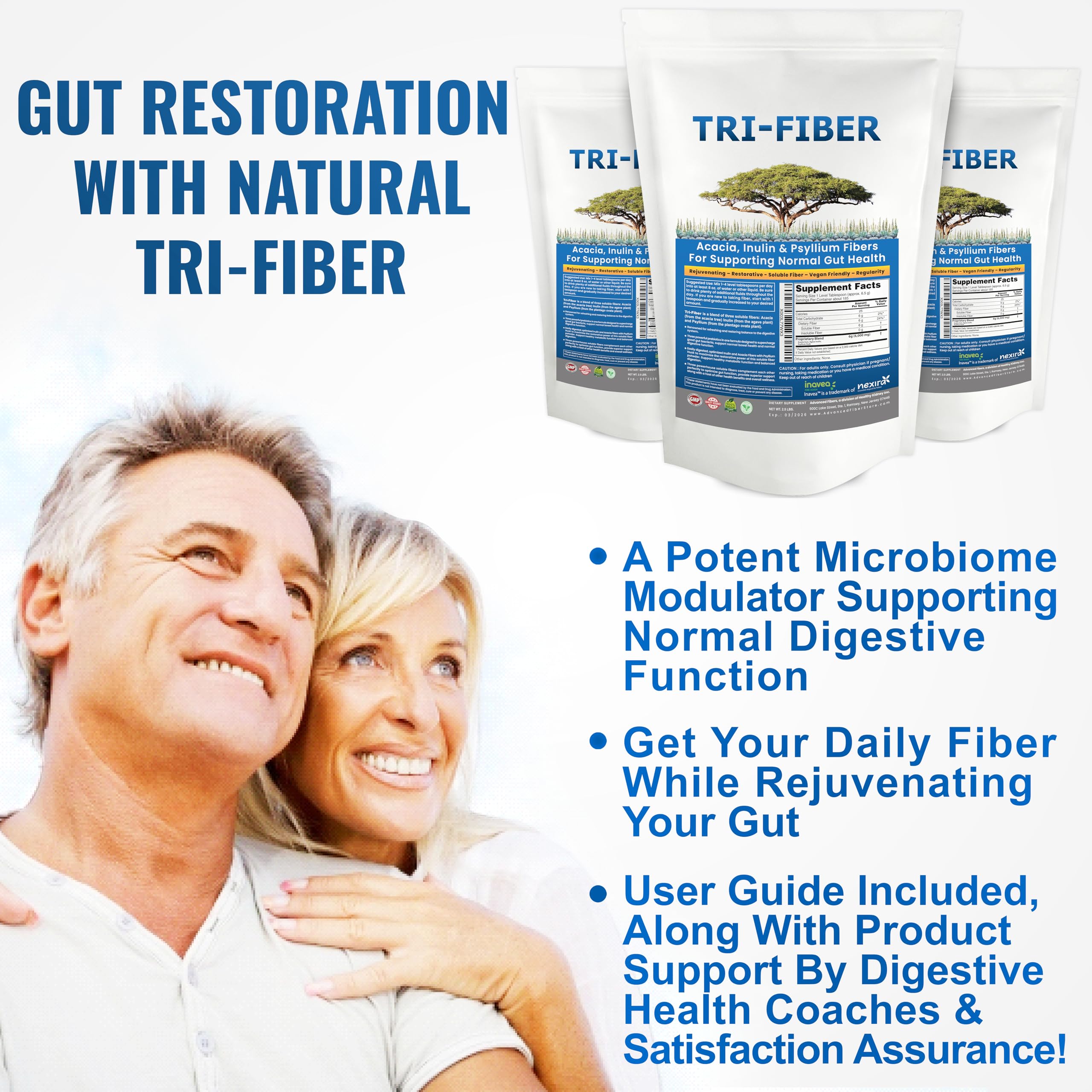 Mua Tri-Fiber Organic Soluble Fiber Powder, Unflavored High Fiber 3-in ...