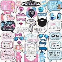 Amazon.com: Gender Reveal Photo Booth Props - 41-pc Photobooth Kit with ...