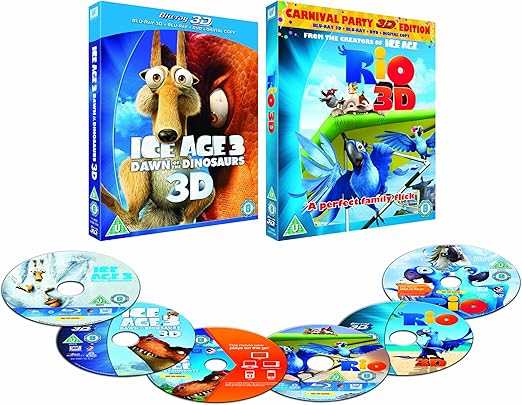 Rio/ Ice Age 3 Double Pack Blu-ray 3D + Blu-ray + DVD + Digital Copy ...