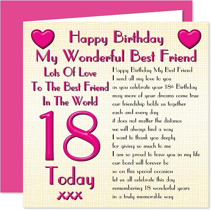 Best Friend 18th Happy Birthday Card Lots Of Love To The Best Friend Best Friend 18th Happy Birthday Card Lots Of Love To The Best Friend