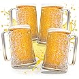 Amazon.com | Granatan Beer Mugs with Gel Freezer 16 oz, Clear Double ...