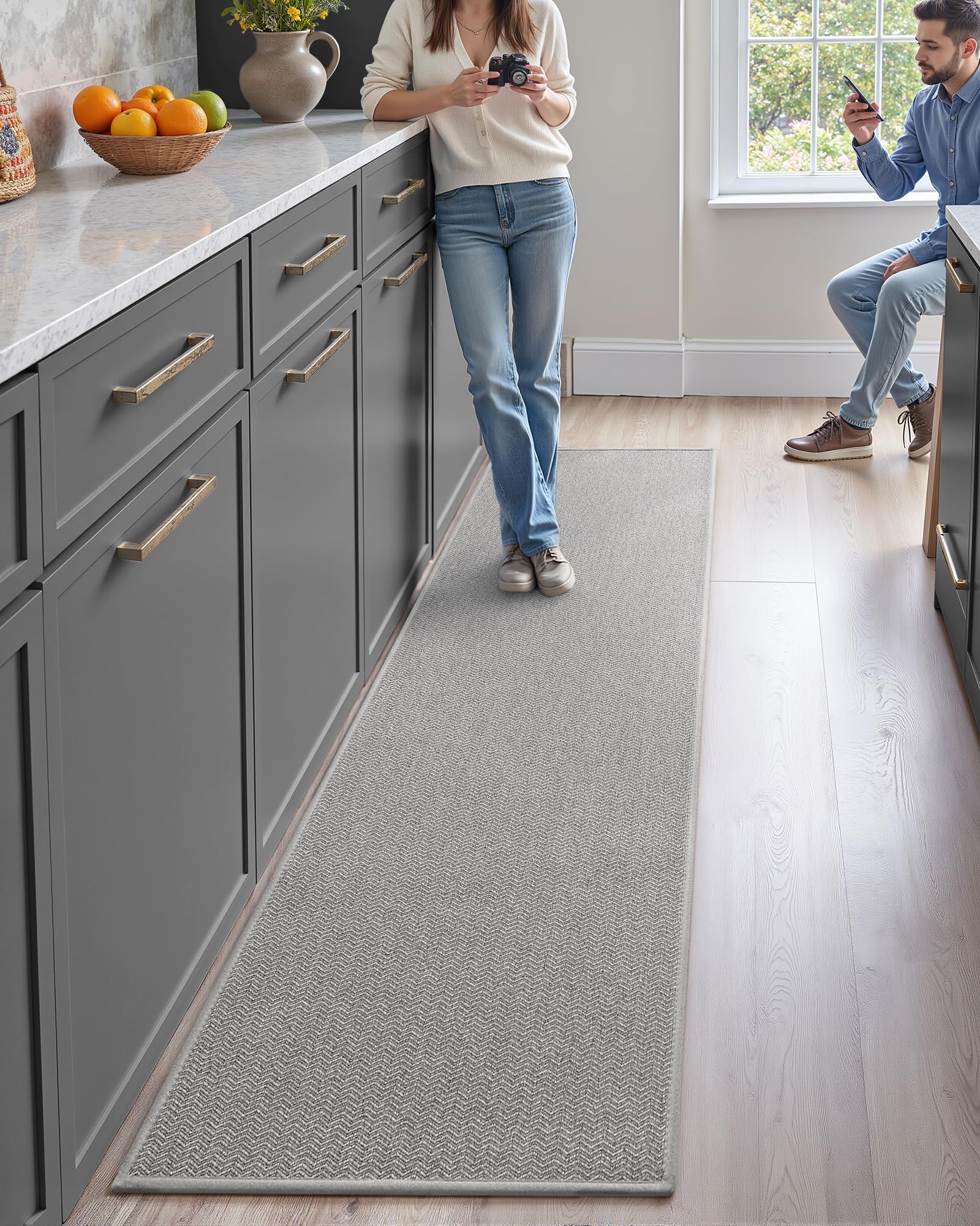 Color&Geometry Kitchen Rugs Kitchen Mats for Floor, 17"X79" Grey ...