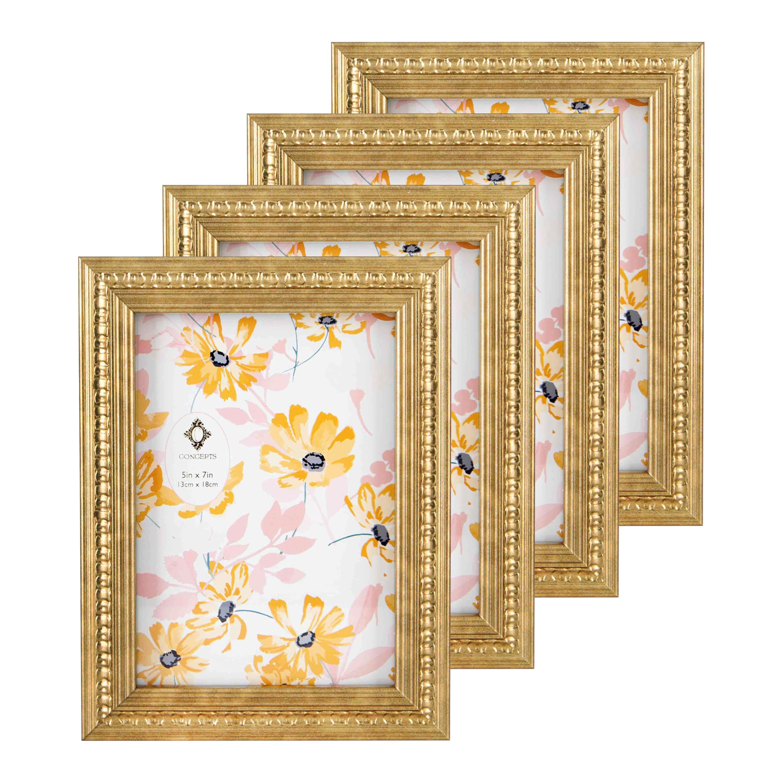 Concepts 4x6 Set Of 4 Gold Ornate Vintage Resin Picture Frames With HD ...