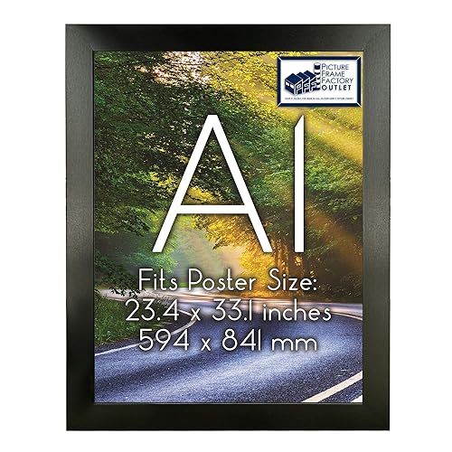 Poster Frame | A1 A2 A3 A4 A5 sizes | 1.25 Inch Black Frame | Includes ...