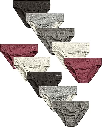 Van Heusen Men's Low Rise Underwear Briefs (10 Pack), Wine/Grey/Black ...