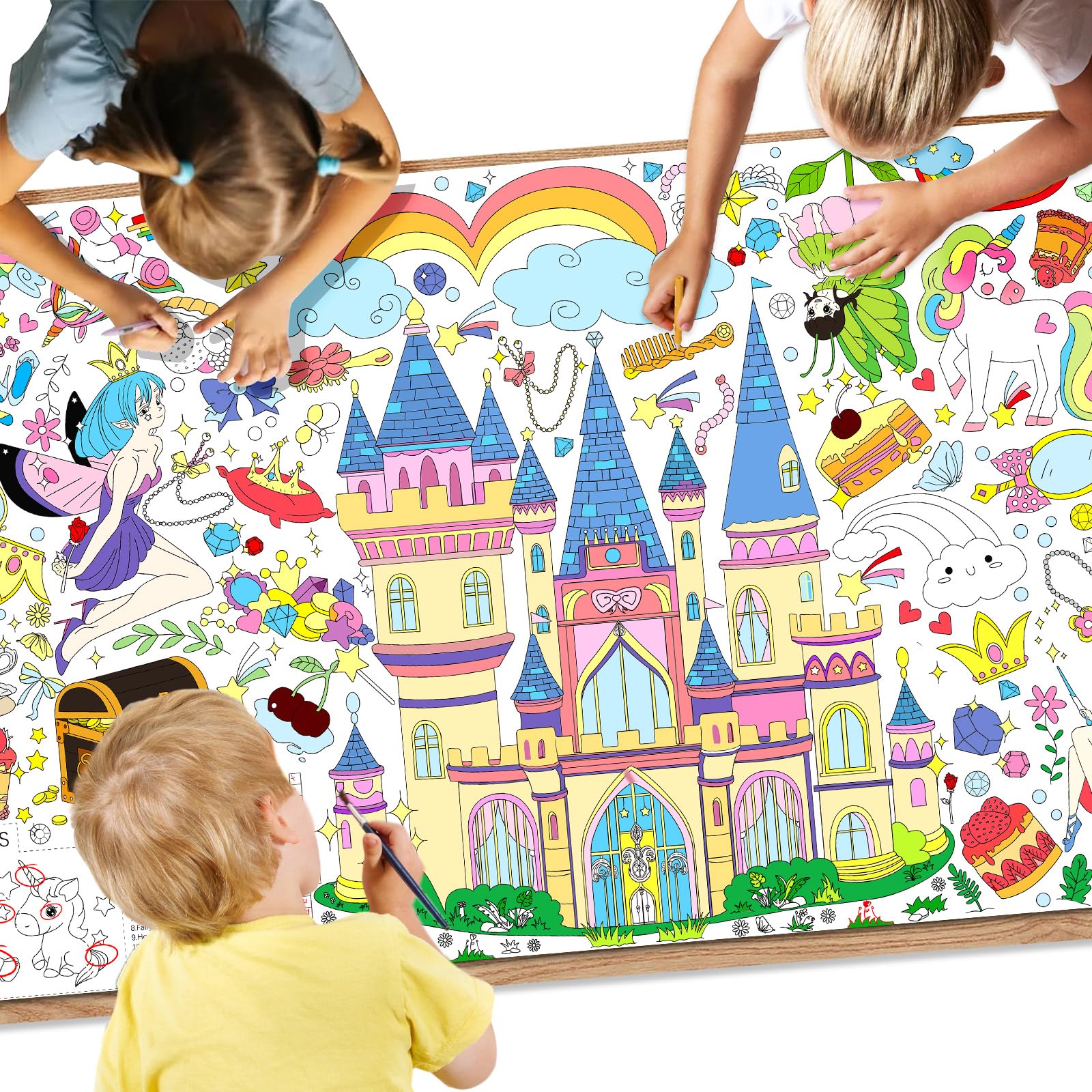 Giant Coloring Poster,35x72Inch Princess Party Activity Drawing Paper ...