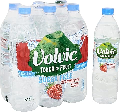 Volvic Touch of Fruit Sugar Free Strawberry Flavoured Water, 6 x 1.5 ...