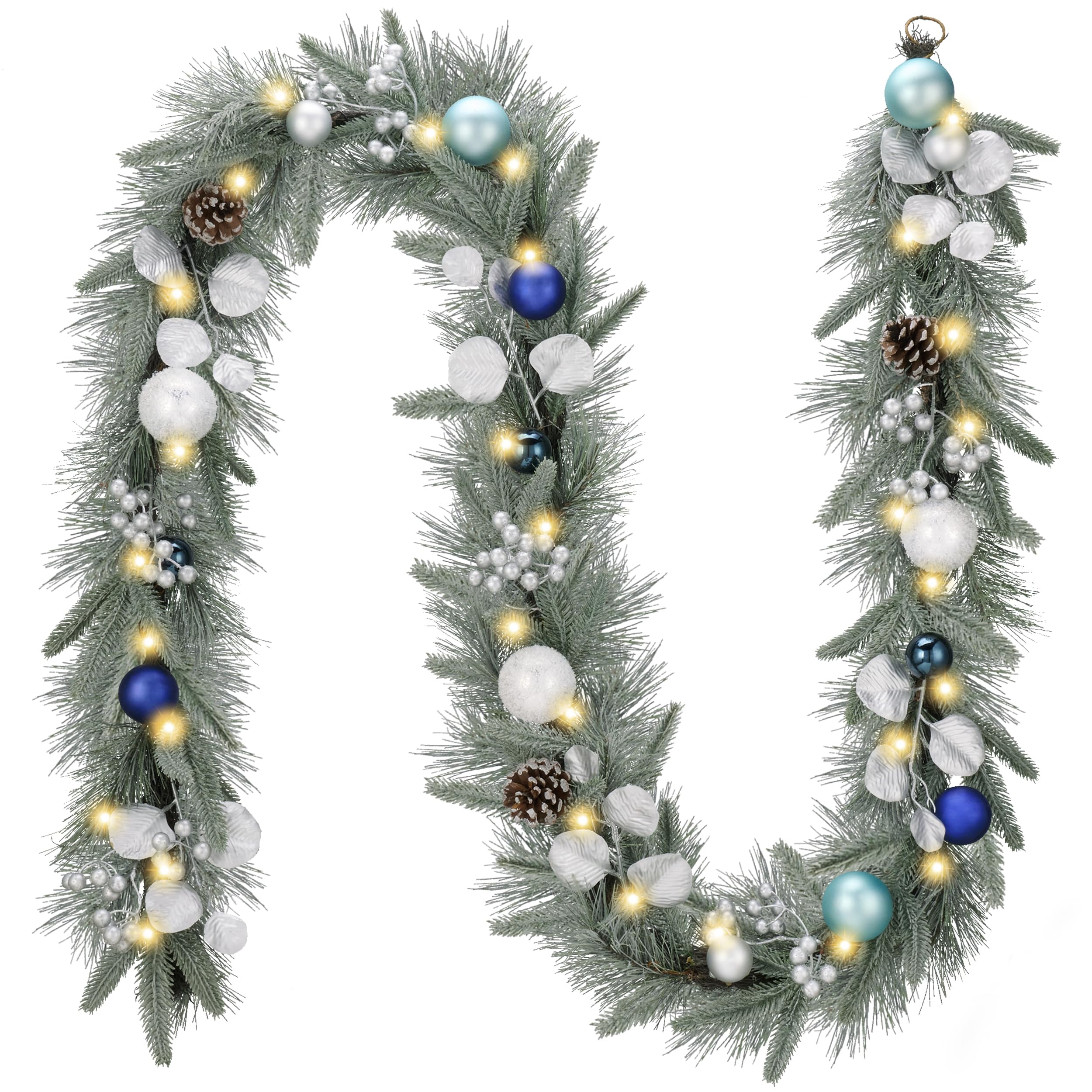 Valery Madelyn 9 feet Pre-Lit Christmas Garland with Light for Mantle ...