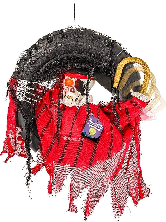 Amazon.com : Halloween Haunters Animated Hanging Skeleton Head Pirate ...